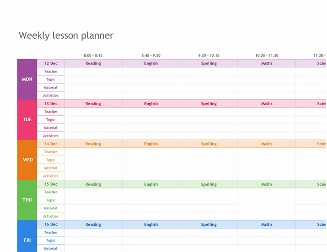 Weekly Lesson Planner