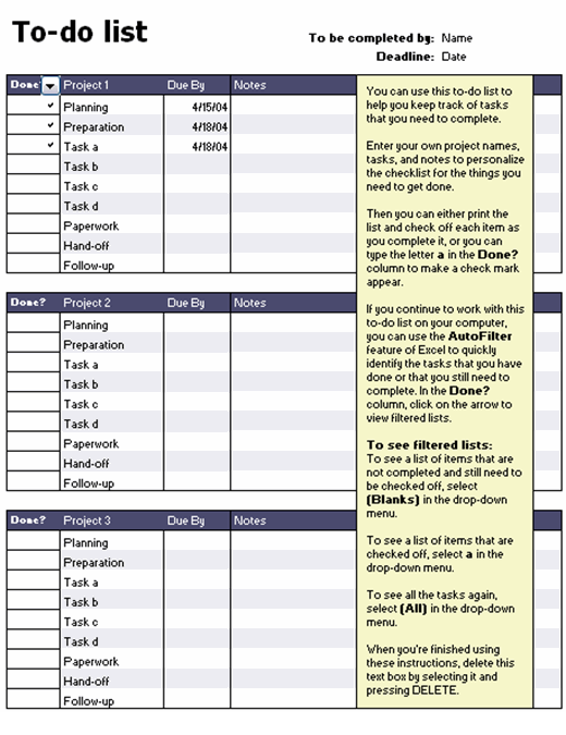 Work Task List Template Collection