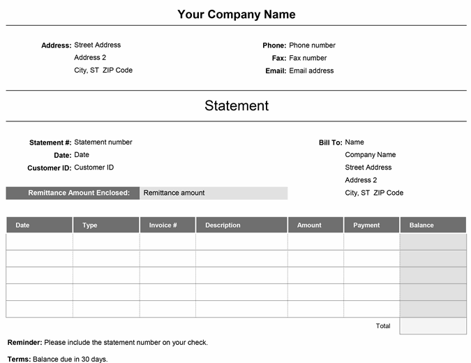 Billing Statement Amazon Template