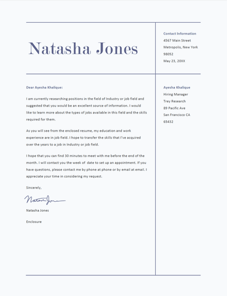 Letter Reing Informational Interview