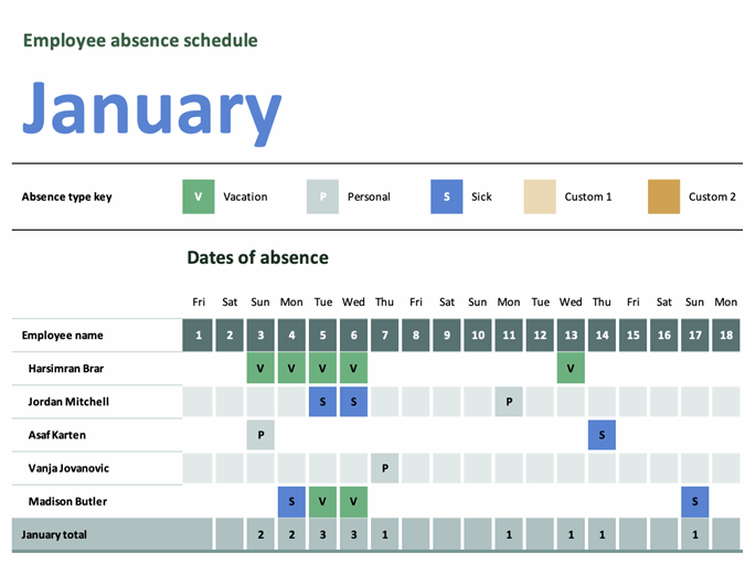 Free Employee Vacation Planner Template PRINTABLE TEMPLATES