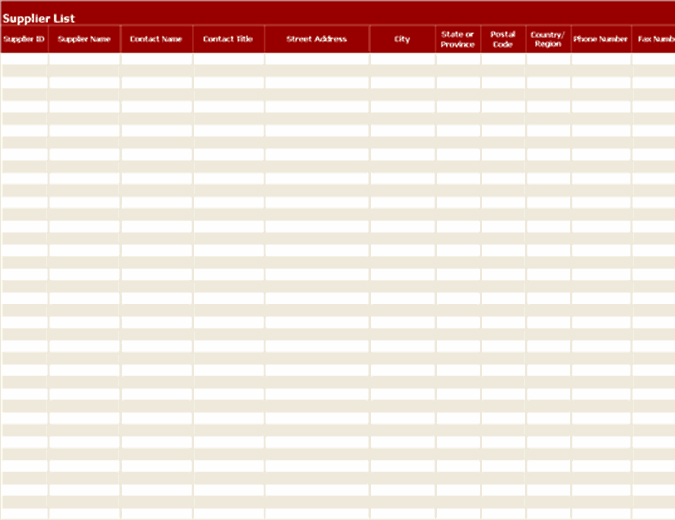 Vendor List Template Excel For Your Needs