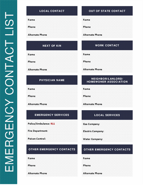 Emergency Contact List