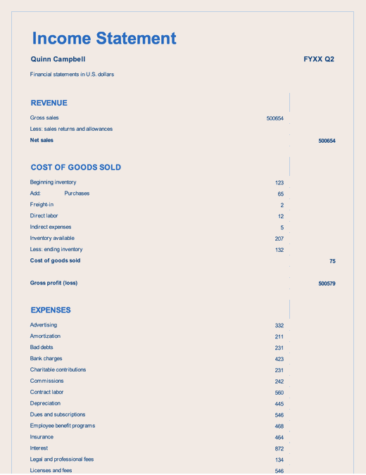 Microsoft Income Statement Template Word Lalasopa