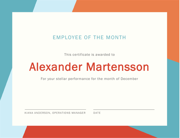 Employee Of The Month Certificate Template Free Download