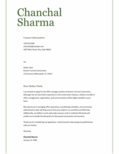 ATS Simple Classic Cover Letter