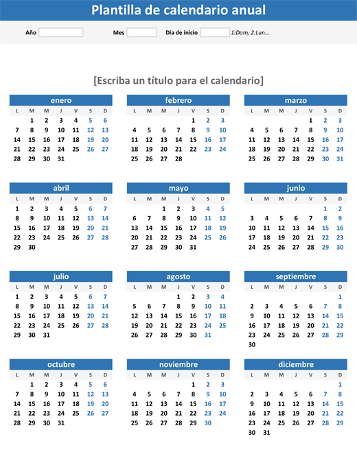 Plantilla De Calendario Anual De Cualquier Ano Para Diversos Usos Images
