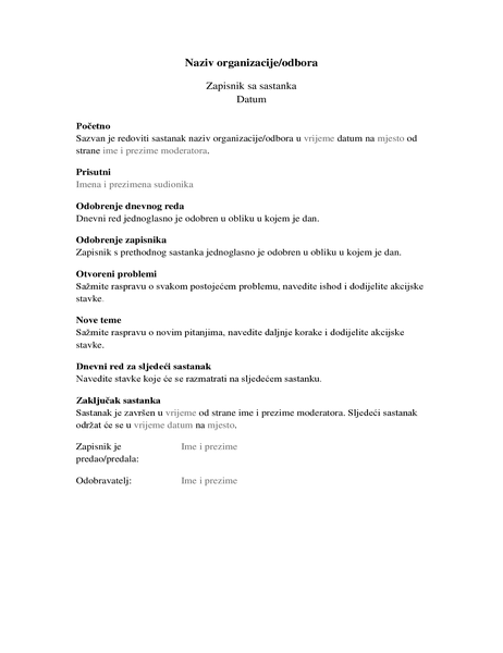 Zapisnici Sa Sastanka