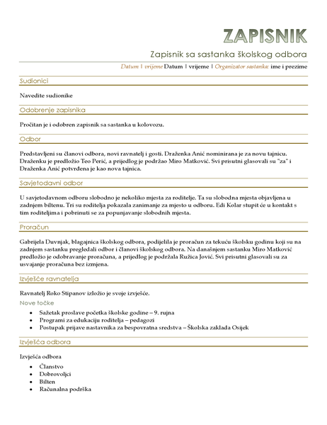 Zapisnici Sa Sastanka