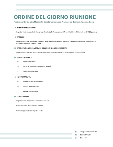 Ordini del giorno - Office.com Ordini del giorno - Office.com