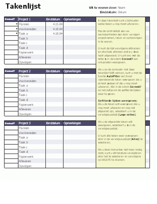 Takenlijst Maken