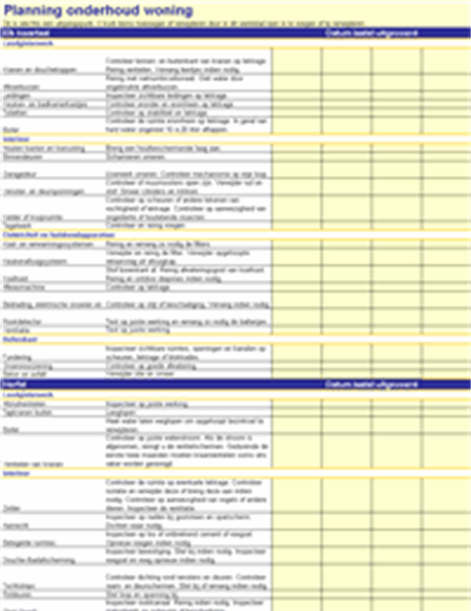 Planning onderhoud woning